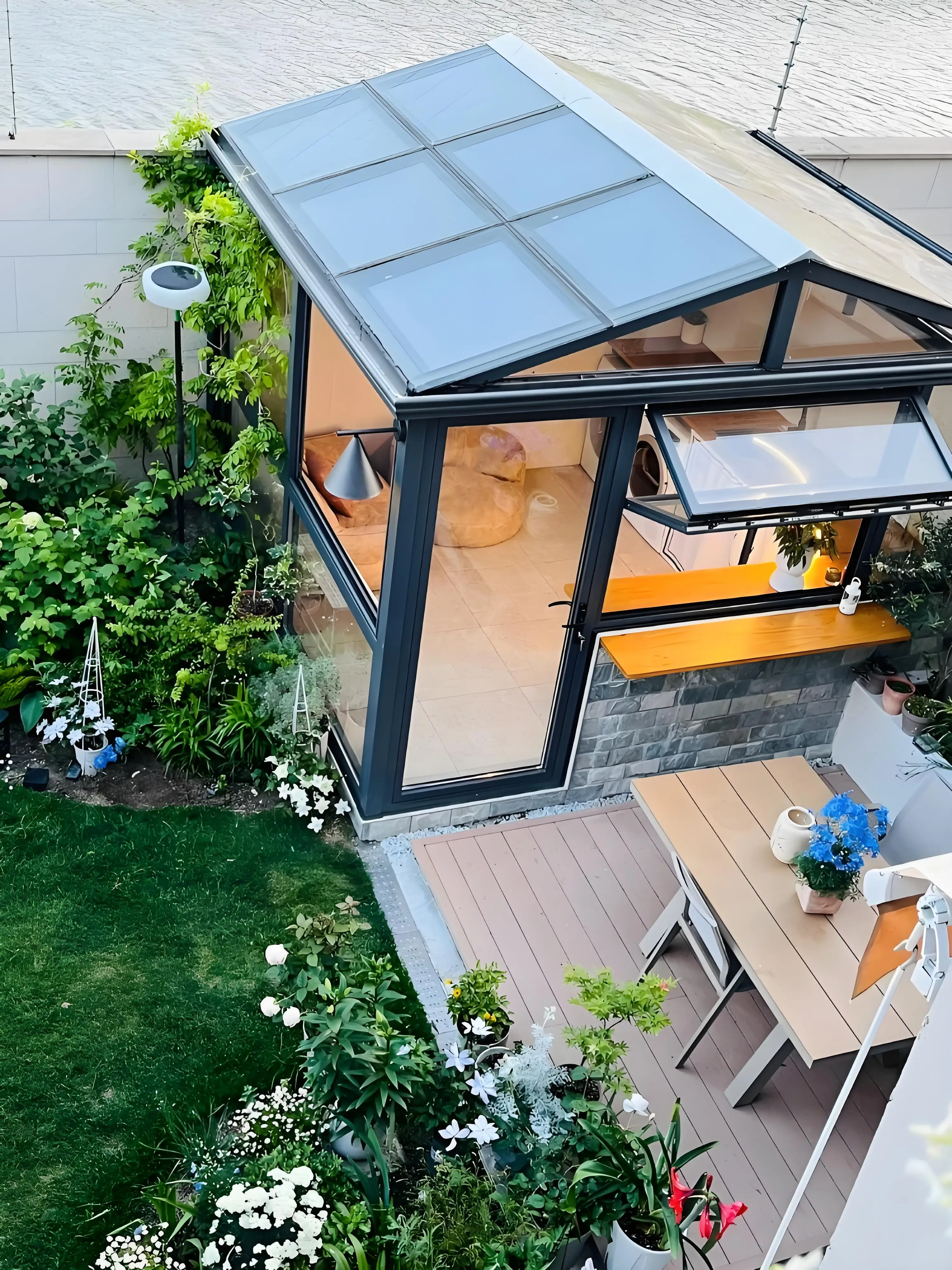 Modern Aluminum Alloy Retractable Polygon Roof Glass Enclosure ...