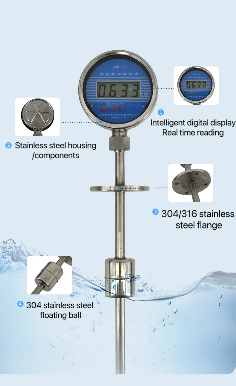 Intelligent Digital Level Gauge - Battery Powered & LCD