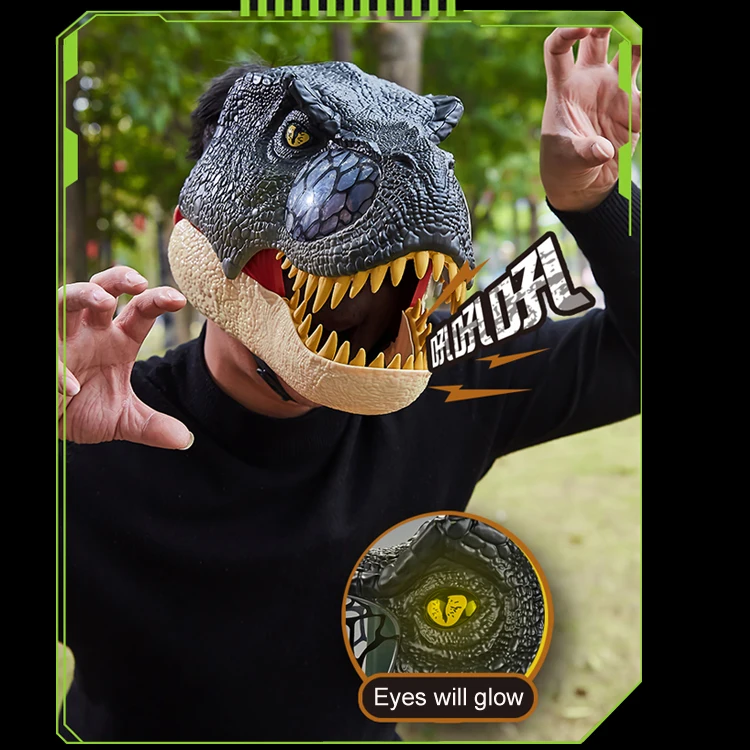 2024 Halloween Kids Adults Realistic Velociraptor Dinosaur Mask Animal ...