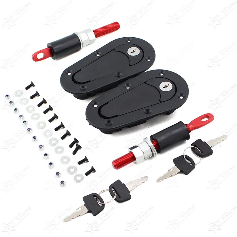 Universal JDM Racing Engine Bonnet Latch Lock Black Carbon Fiber Color ...