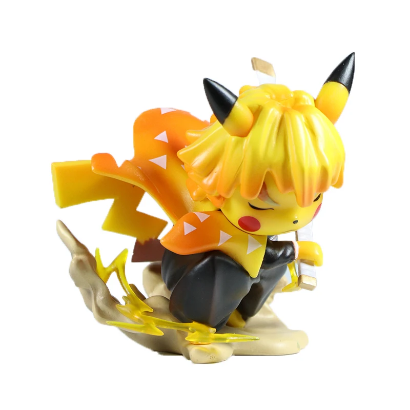 Hot Sale Demon Slayer Agatsuma Zenitsu Cos Pikachu Anime Pvc Action ...