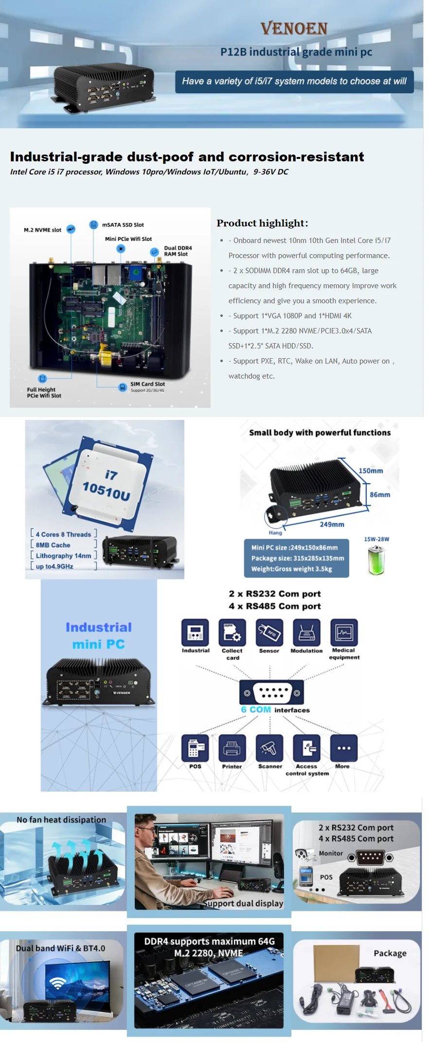 12th Gen Fanless Mini PC Industrial Rugged Computer Core I7-1255U I5 ...
