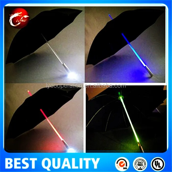 Led Lighted Umbrella 7 Colors Changing On Shaft Flash Light Golf ...