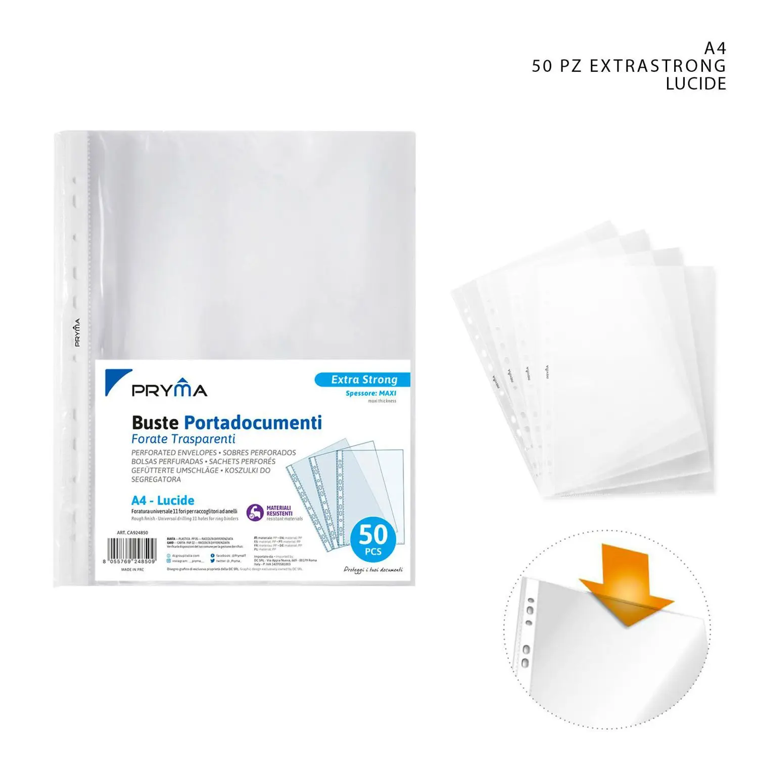 50 Piece A4 Multi-Hole Sleeves for Filing Cabinets AndFolders Essential ...