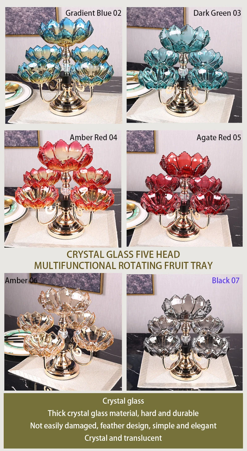 European Style Crystal Glass Snack Tray for Modern Living