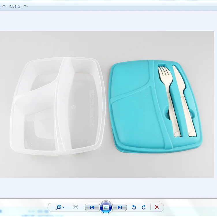 Non-disposable Plastic Food Box Lunch 3 Three Compartment Bento Box ...