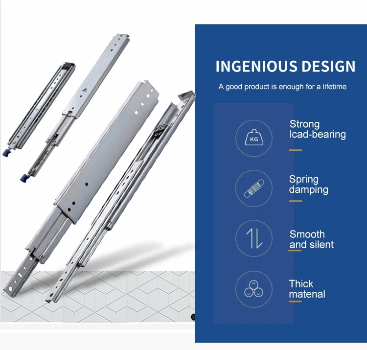 76mm Width 500ibs Full Extension Lock In Lock Out Heavy Duty Telescopic ...