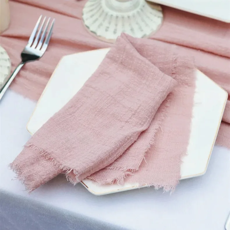 Serviettes De Table Pour Mariage Coton Dusty Blue Gauze Table Napkins ...