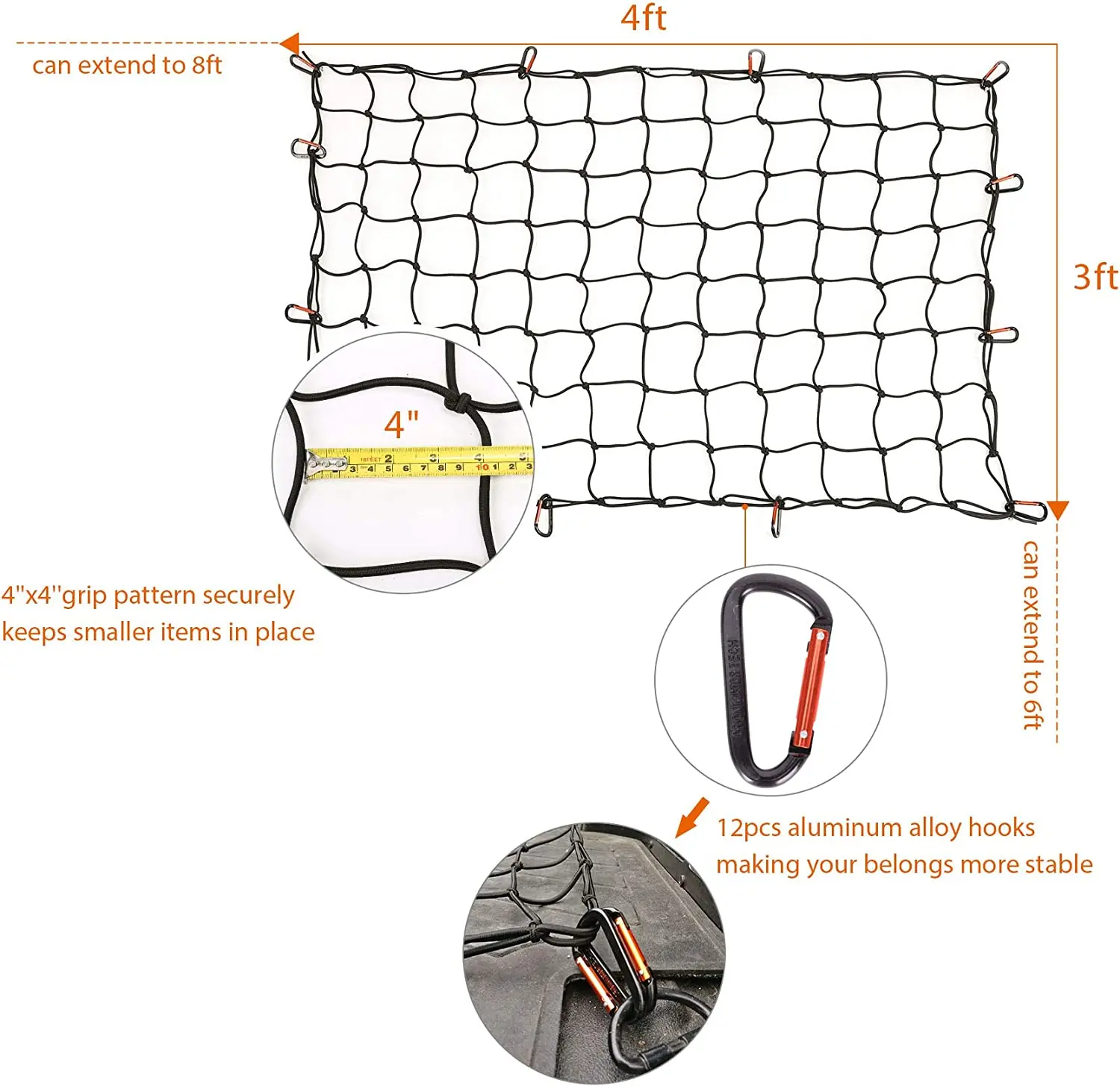 Custom Motorcycle Bicycle Luggage Elastic Bungee Cargo Net for Wagon ...