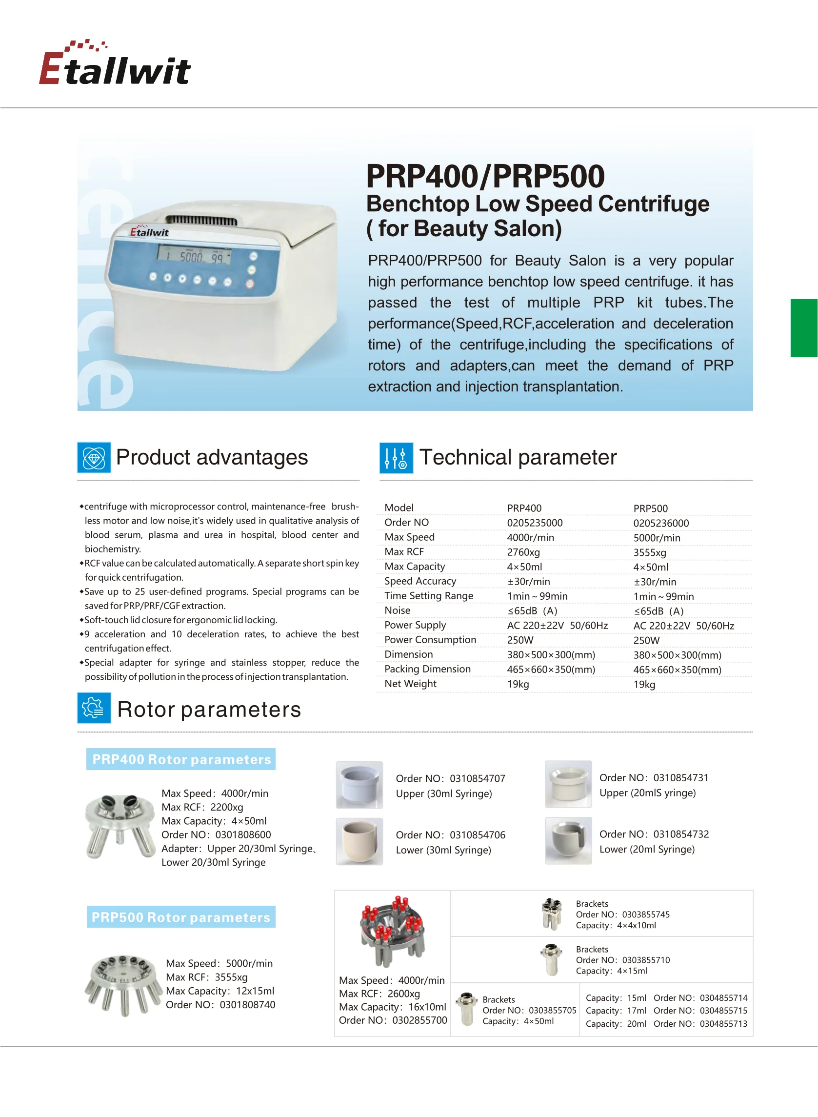 4x50ml Prp500 Laboratory Centrifuge Benchtop Low Speed Prp Centrifuge Machine For Beauty Salon ...