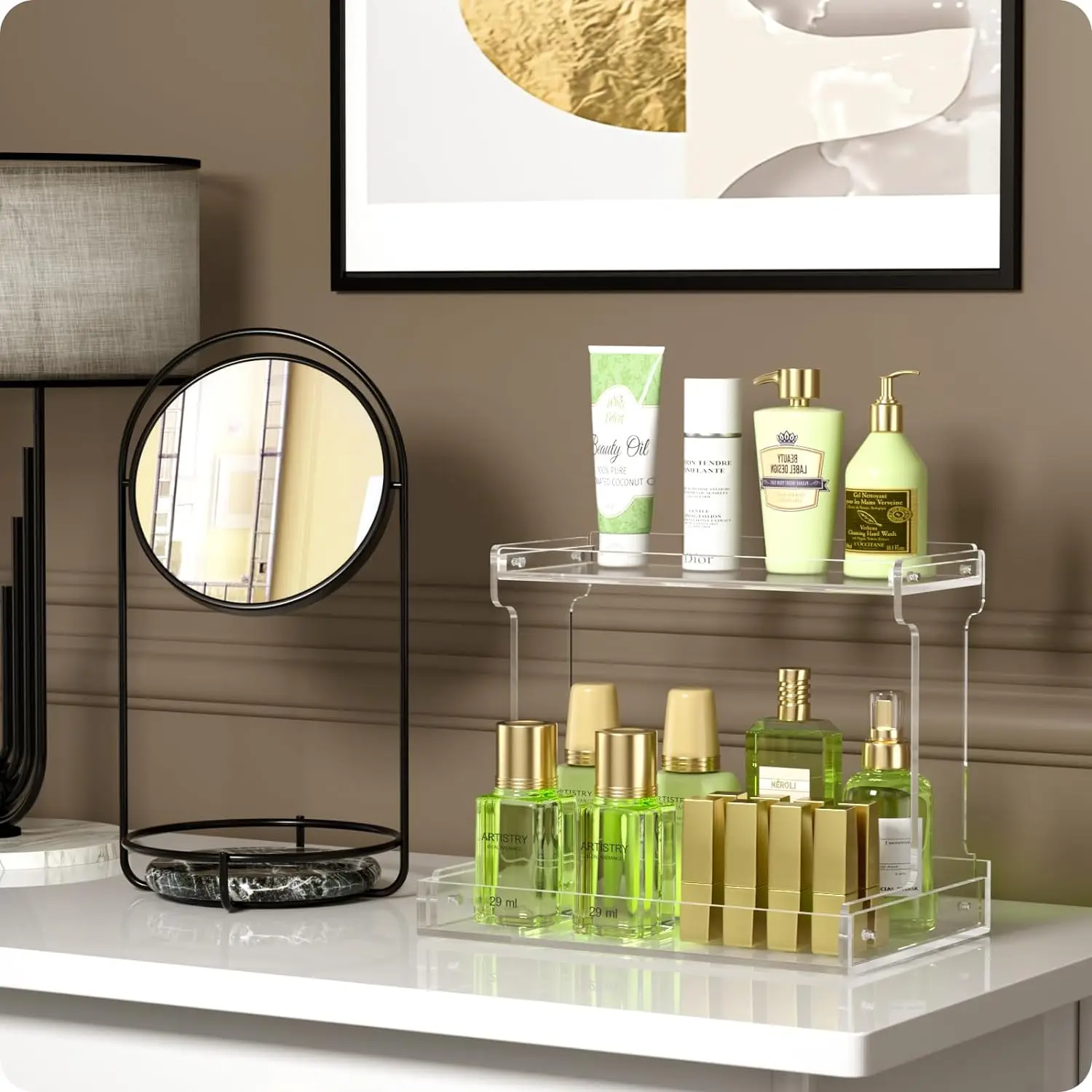 2-tier Clear Acrylic Bathroom Countertop Organizer Makeup Storage ...