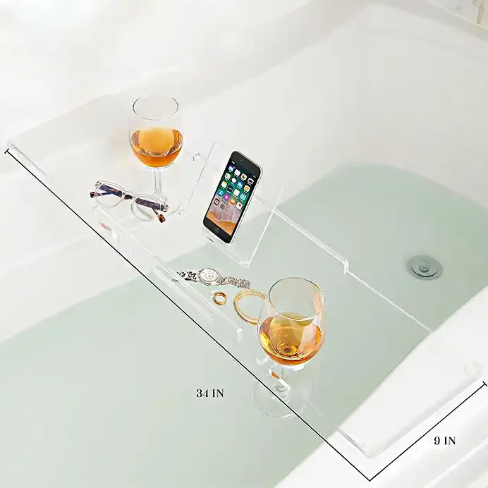 Multifunctional Rectangle Clear Acrylic Bathtub Tray For Home Bathroom ...