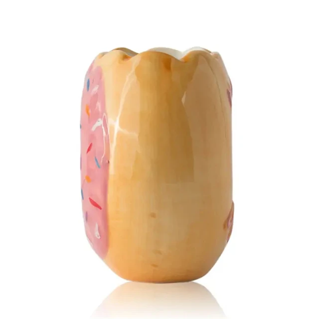 Custom Hand Painted Cute Creative Doughnut Water Milk Cup Ceramic ...