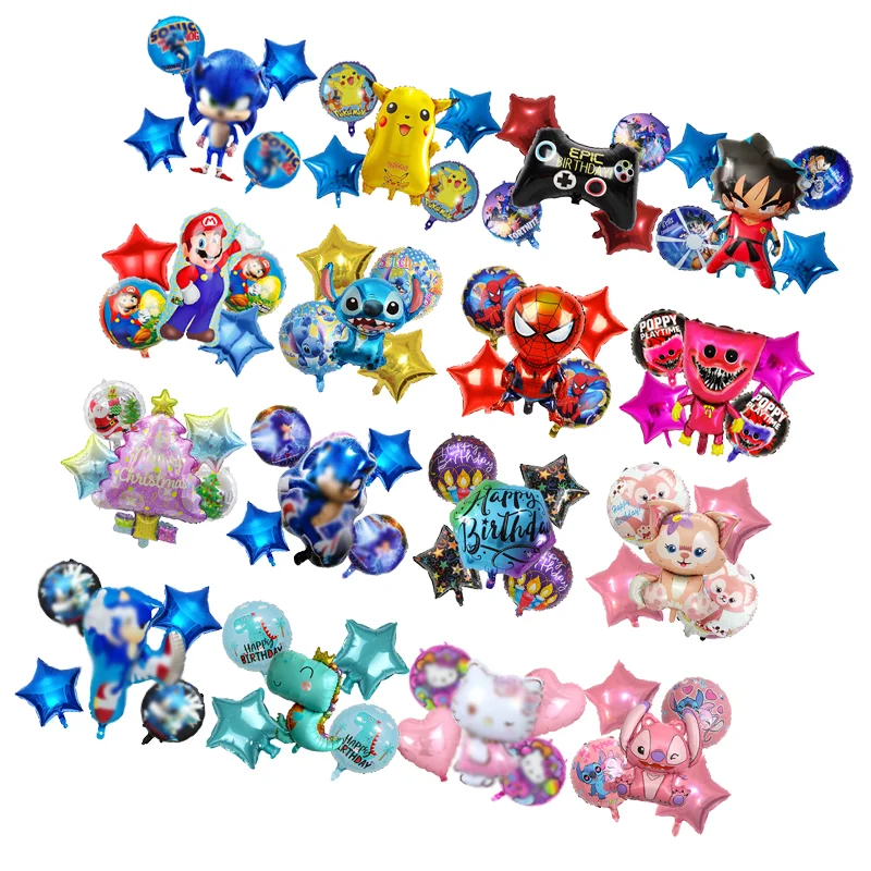 Mario Bros Super Hero Spiderman Stitch Cake Foil Globos Set Cartoon ...