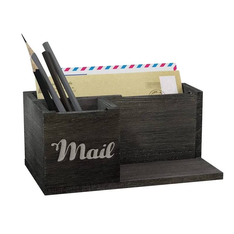 Farmhouse Mail Organizer Boxes Wood Decorative Mail Holder Countertop ...