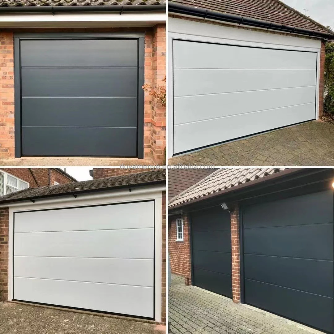 Modern 4-Panel 9x7 Steel Garage Door with Thermal Insulation