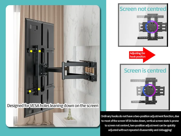 TV Wall Mount Portrait Swivel Tilt Rotate Arm - Fits 55-95 Inch Tvs