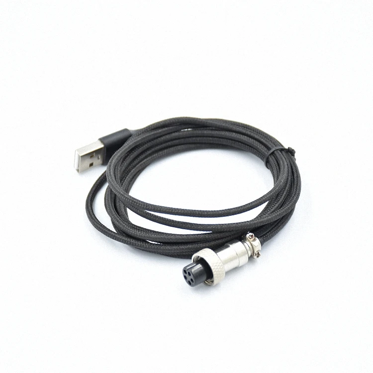 Aviation plug GX12 power cable micro A plug to 5 pin aviation plug USB ...