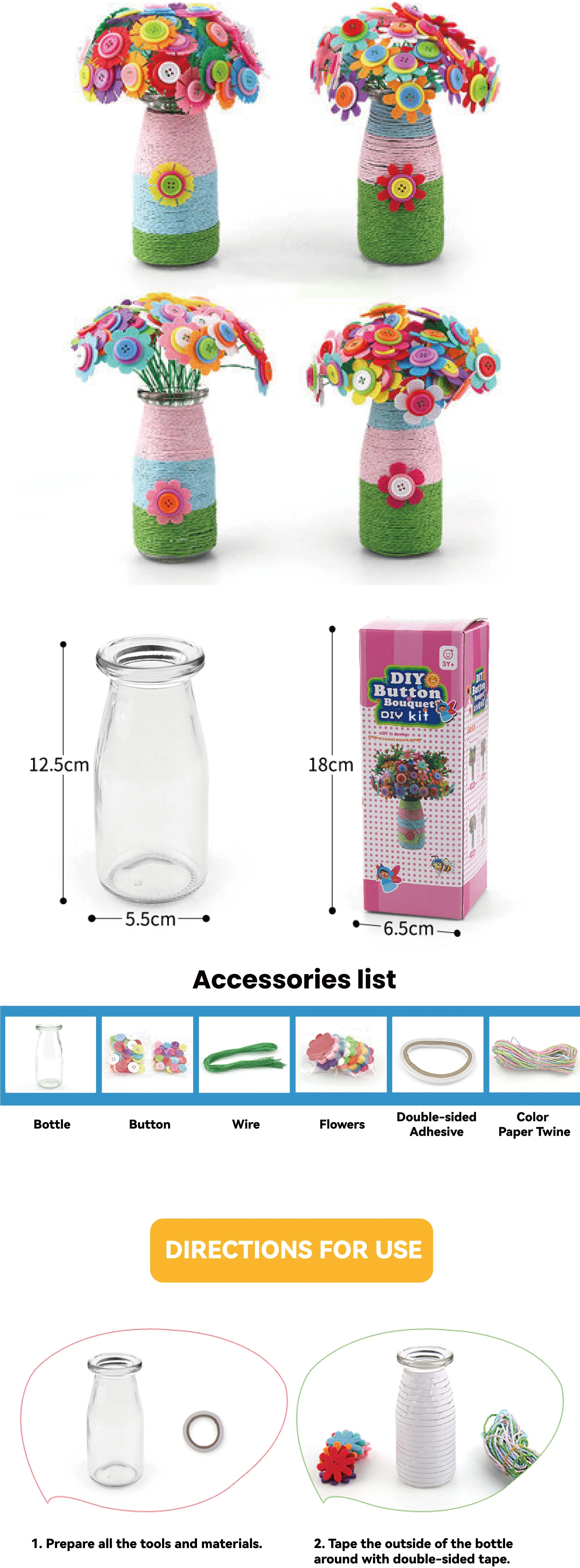 Craft Diy Kit Crochet Flower Make Your Own Flower Bouquet With Buttons ...