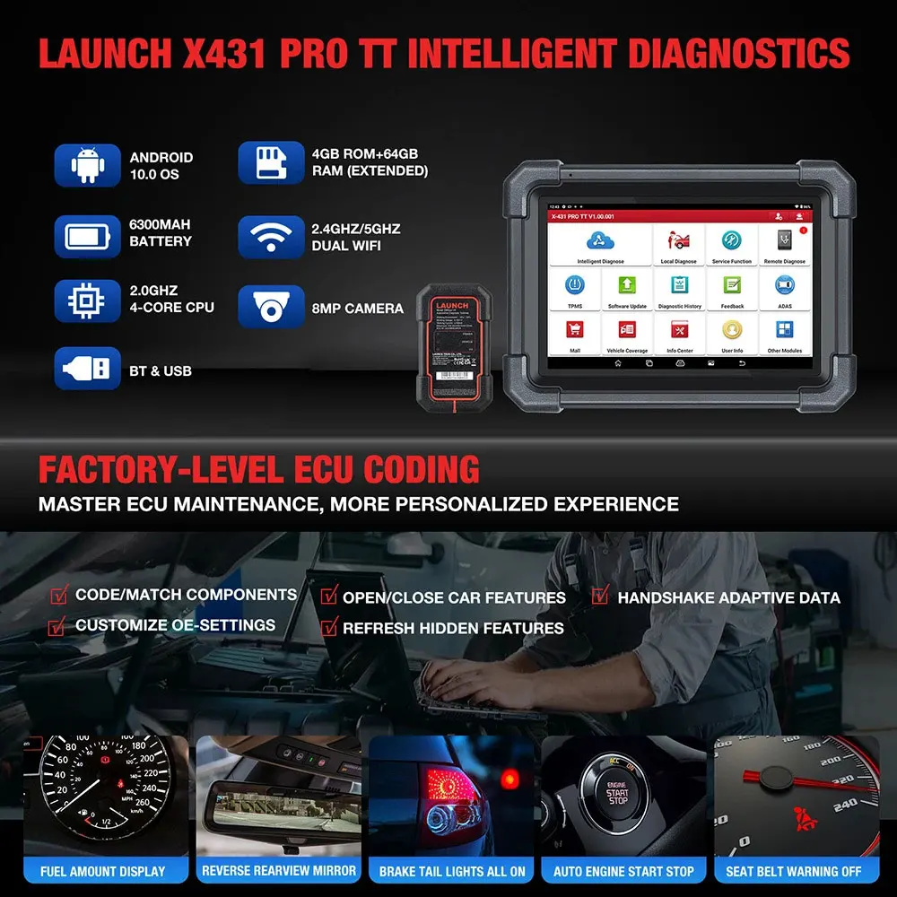 Launch X431 PRO TT Car Diagnostic OBD2 Scanner - Universal