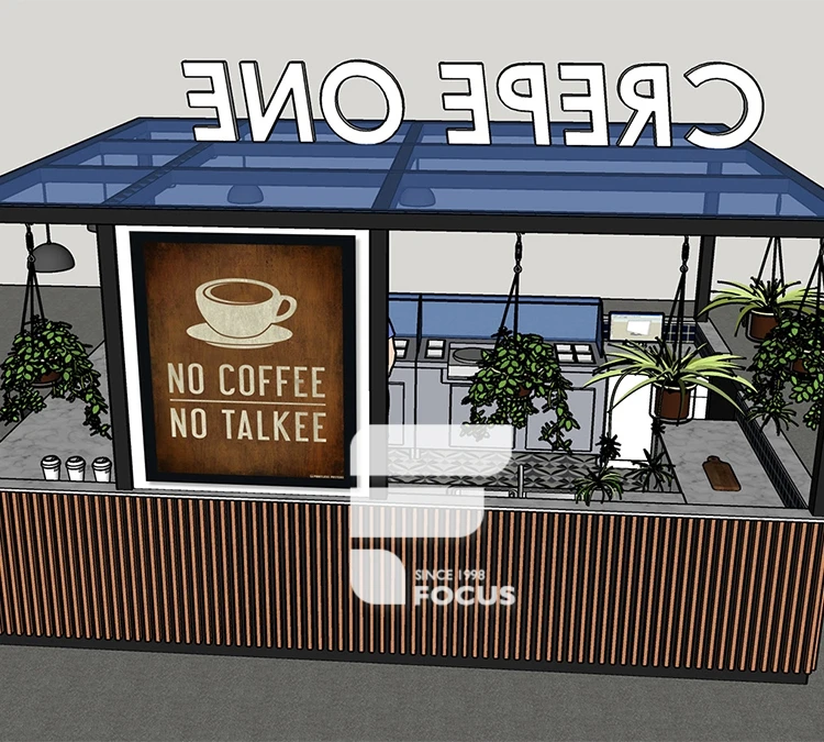 Modern Coffee Kiosk - Futuristic Design for Indoor & Outdoor