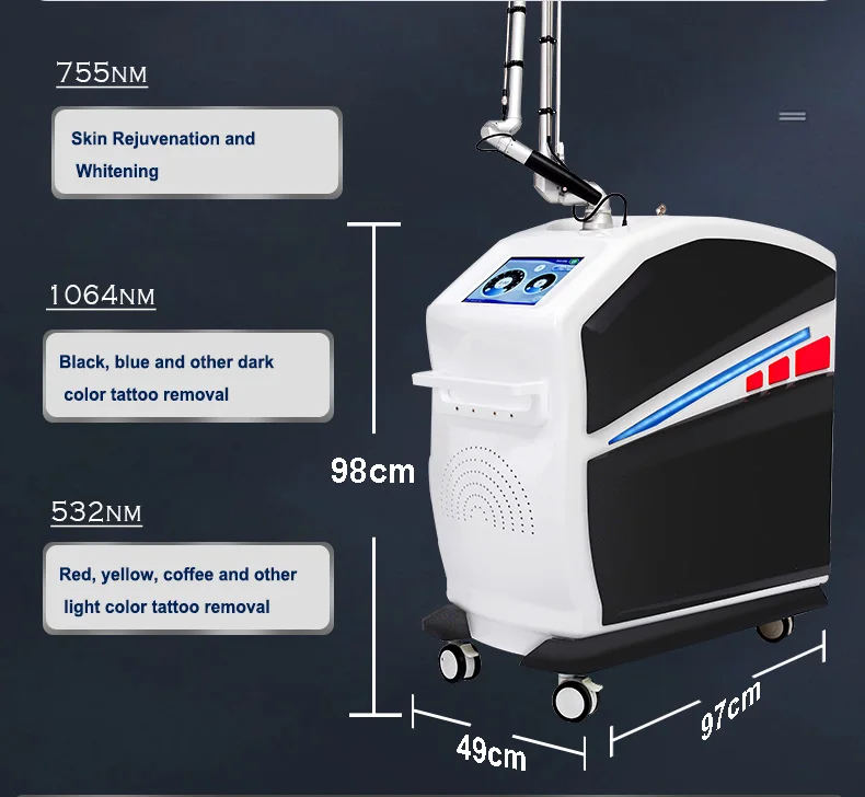 Gglt Professional Picosecond Laser Tattoo Temoval Machine 1064nm 533nm 755nm Honeycomb Handpiece ...