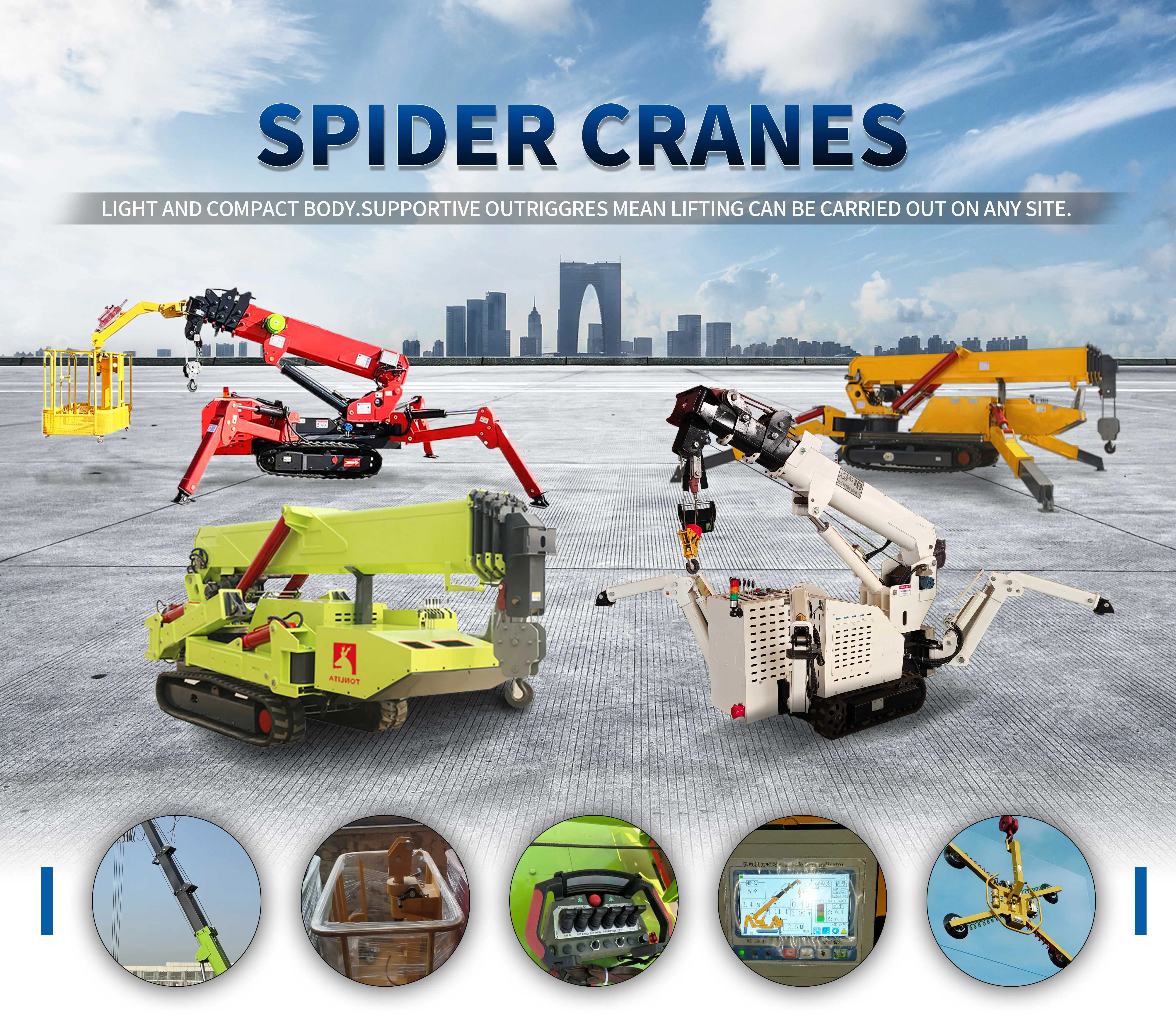 Tonlita Spider Crane 3 Ton Glass Vacuum Lifter Remote Control Man ...