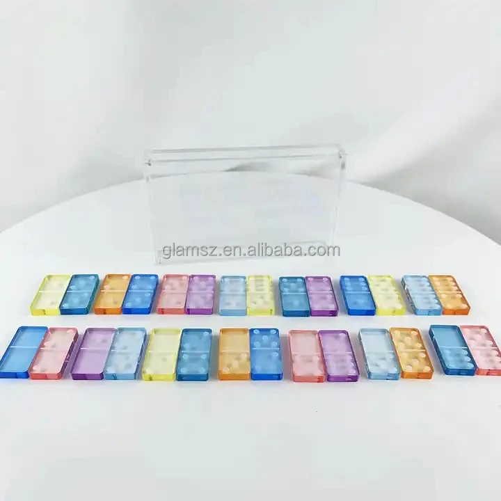 Clear Acrylic Storage Box Double Six Home Decor 28 Pieces Lucite Domino ...