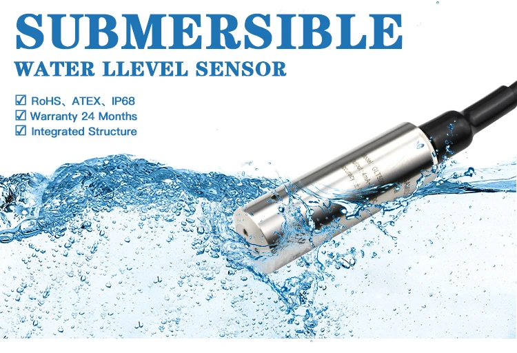 GLT500 4~20mA RS485 Stainless Steel Water tank Level Sensor for Rivers ...