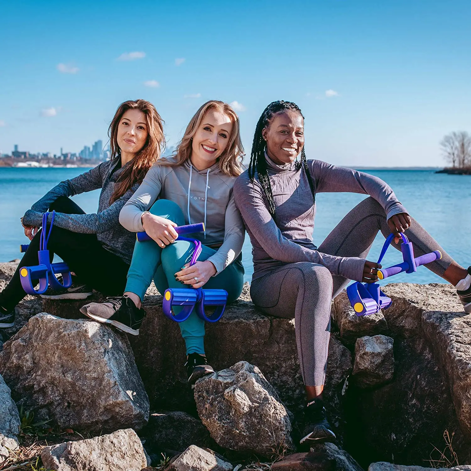 Multifunctional 4 Tubes Latex Foot Pedal Resistance Bands