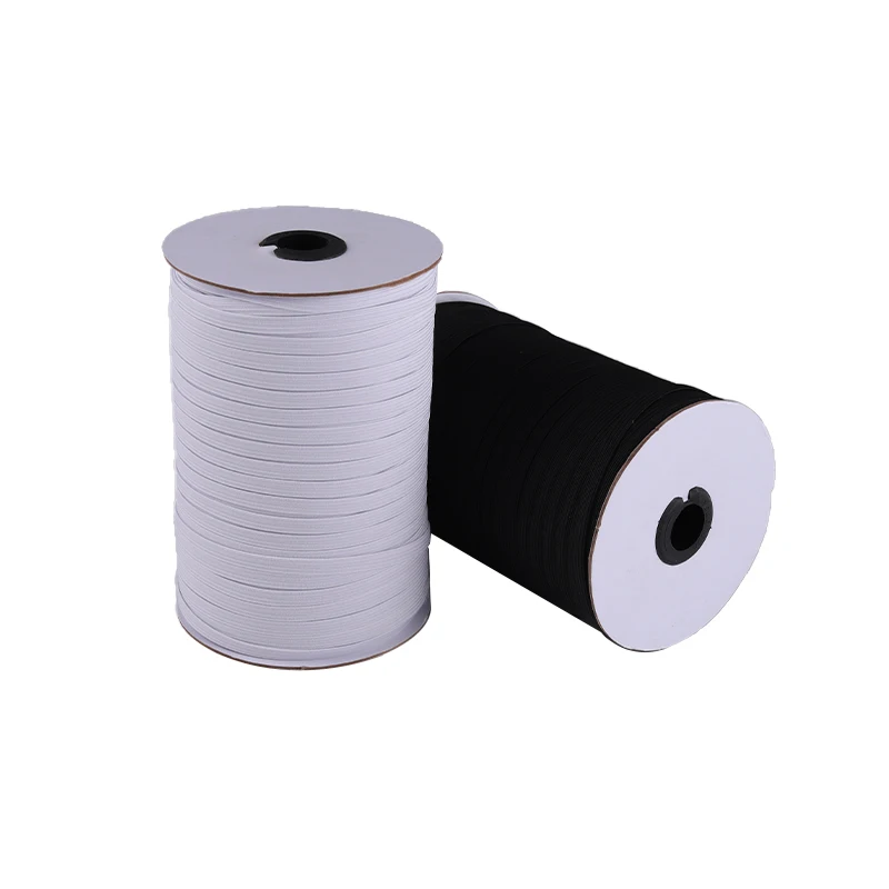 Popular White Flat Elastic Band Braided Elastic Stretch Strap Cord Roll ...