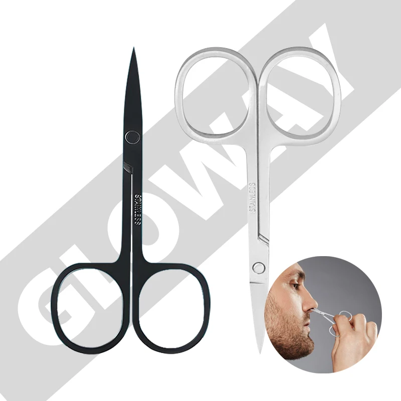 Black Curved & Rounded Blunt Tip Eyebrow Eyelashes Nail Cuticle ...