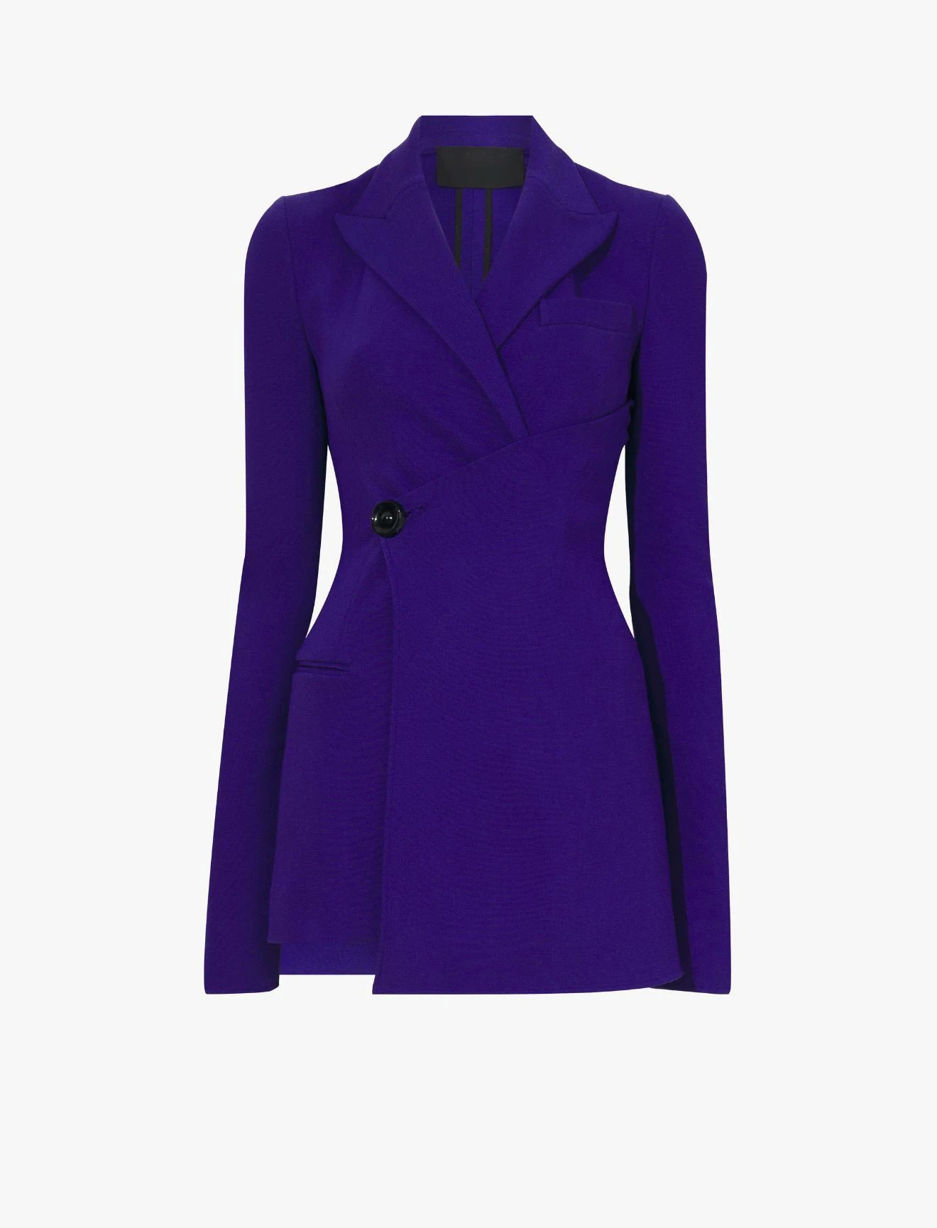 Women Business Blazer One Button Invisible Side Zipper Asymmetric Hem ...