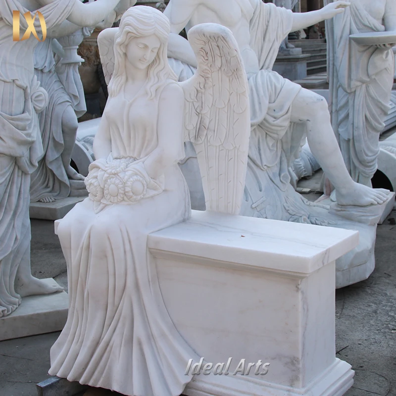 Factory Outlet Boutique Sitting White Marble Angel Wings Sitting ...
