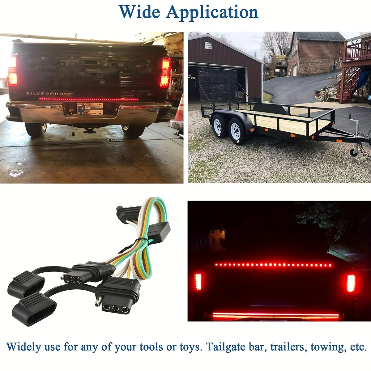 4 Way Y Splitter Plug Universal Tailgate Light Bar Trailer 4 Pin Flat Y ...