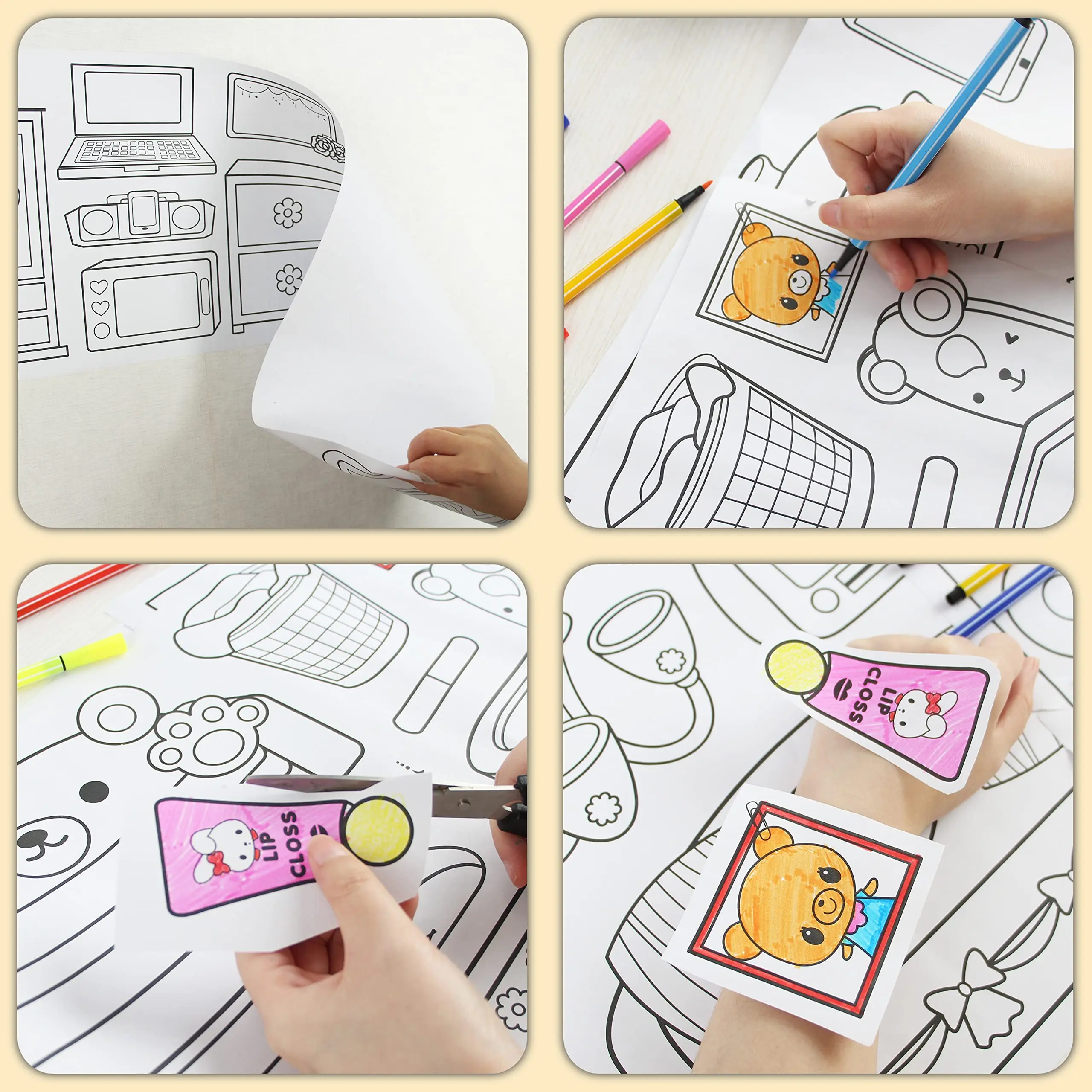 Coloring Roll for Kids Sticky Coloring Poste for Toddlers,Drawing ...