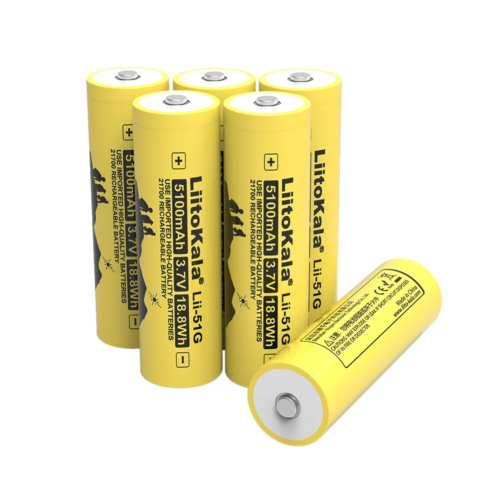 LiitoKala 21700 battery 3.7v li-ion rechargeable batteries 5100mAh ...