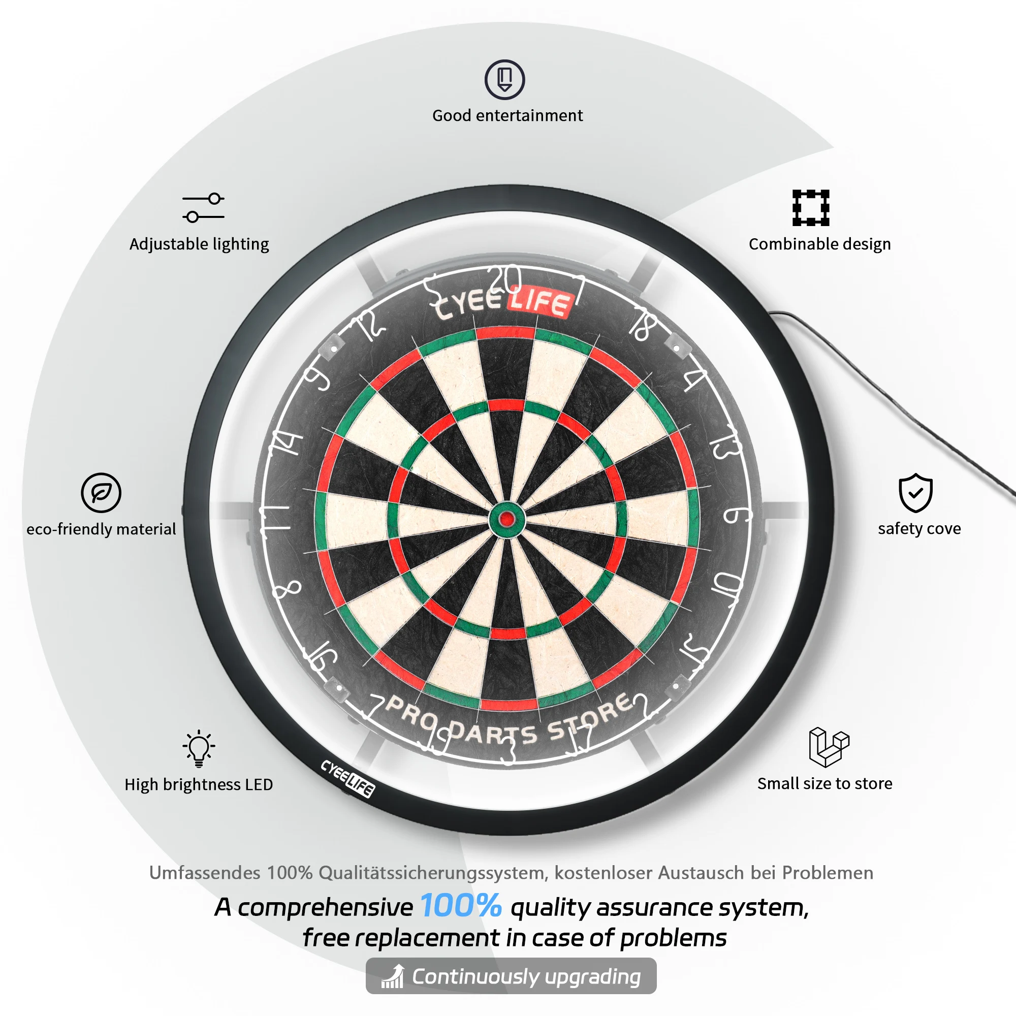 Professional LED Dartboard Lighting System & Electronic Dart Board OEM