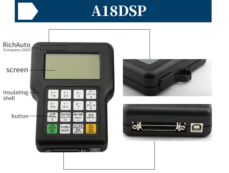 A18 Dsp Controller for Cnc Router Remote Control Millng Richauto A18 4 Axis Control System ...
