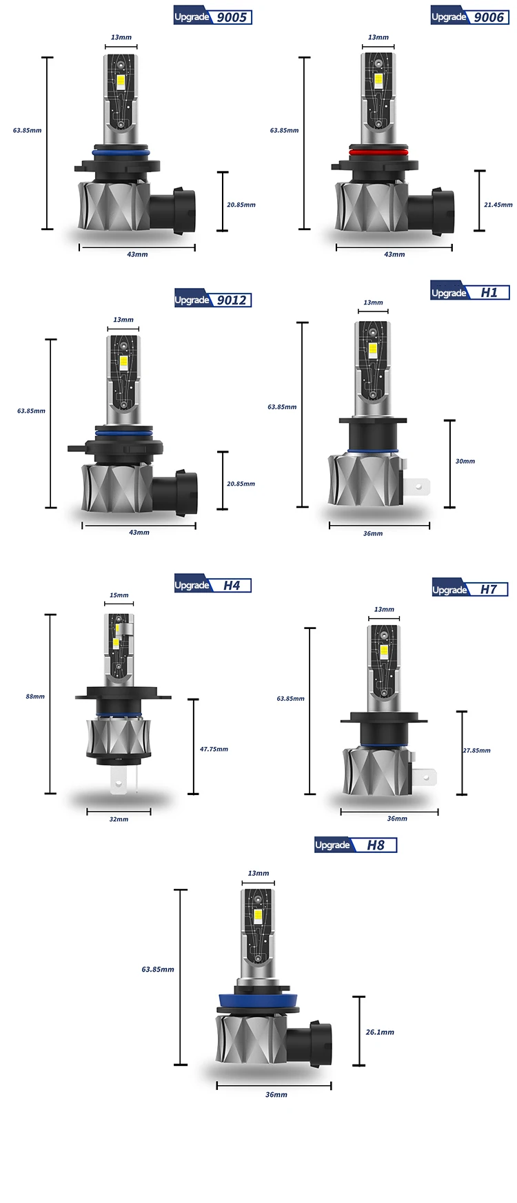Auto Parts H8 Mini Led Projector Lens Head Light Bulb High Low Beam ...