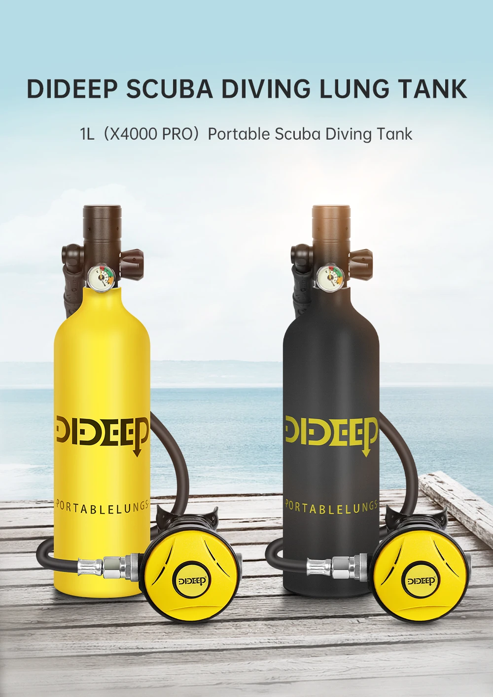 1L Scuba Diving Air Tank Set - High Pressure & Durability