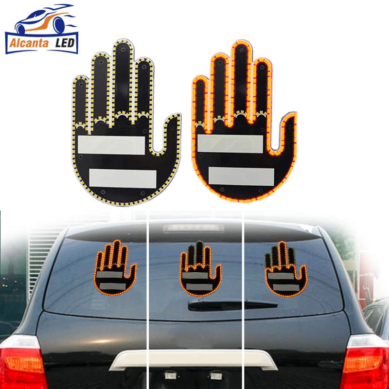 Rear Window Warning Lights LED Finger Gesture Lights For Car Windows ...