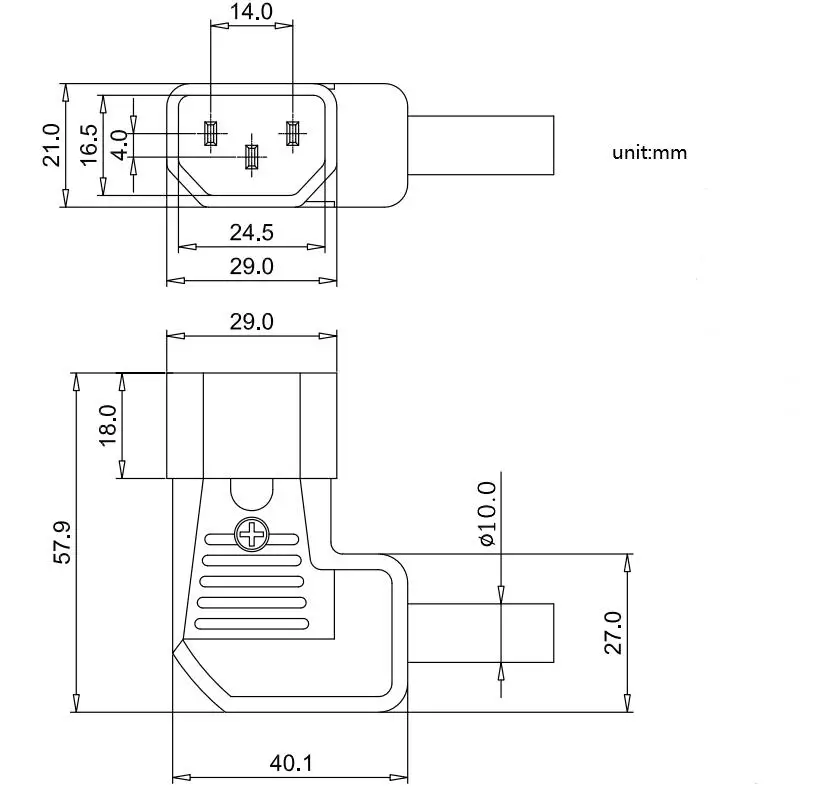 Iec 320 Connector C13 C14 Angled Connector Bent Foot Right Angle 90 ...