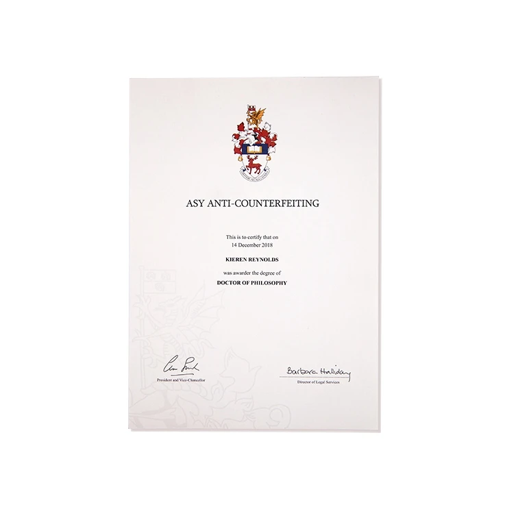 Customized College Degree Certificates with Anti-counterfeiting