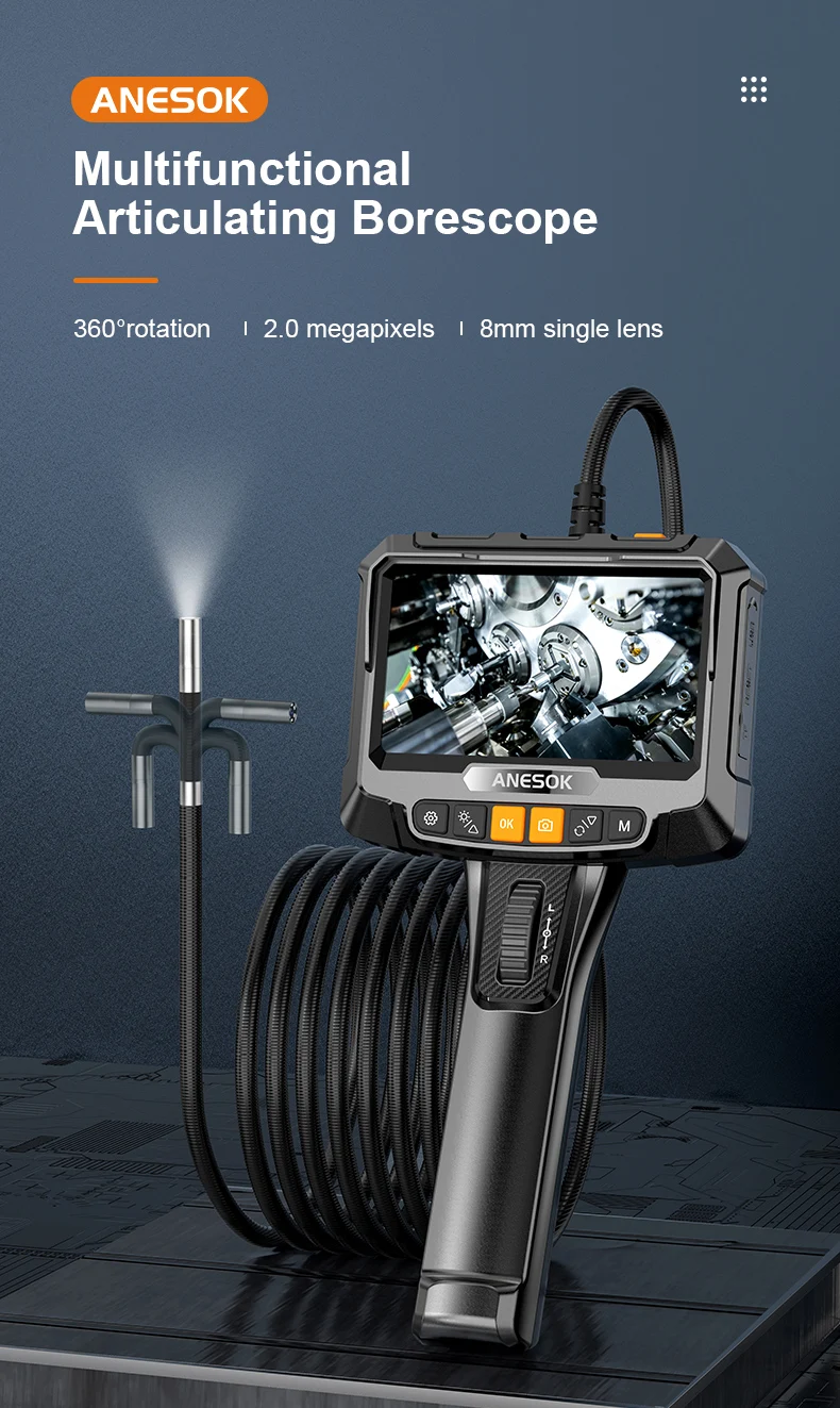 Two-way Articulating Borescope - 5 Inch Screen S10 Camera