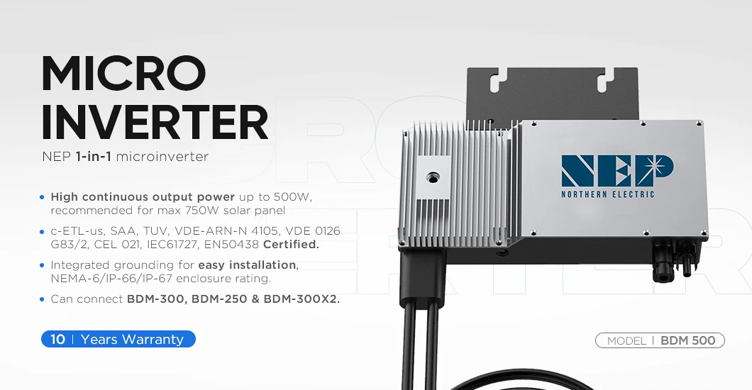 Nep Micro Inverter Bdm 500 Microinverter 500w Solar Panel Grid Tie Pv ...
