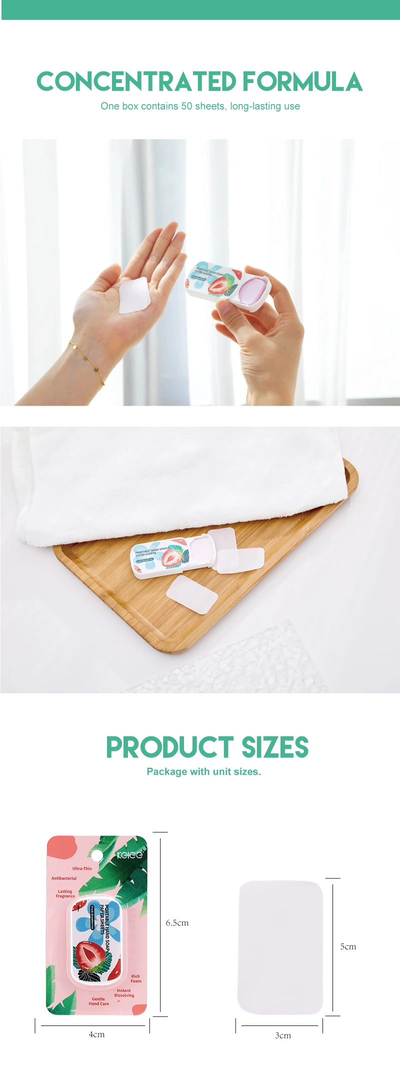 KELEE Portable Washing Hand Paper Soap Sheets Mini Disposable Paper ...