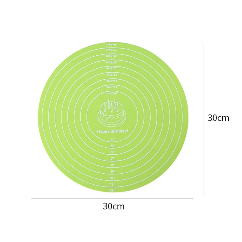 Cake Turntable Non-slip Round Mat Silicone Baking Mat with Measurements ...