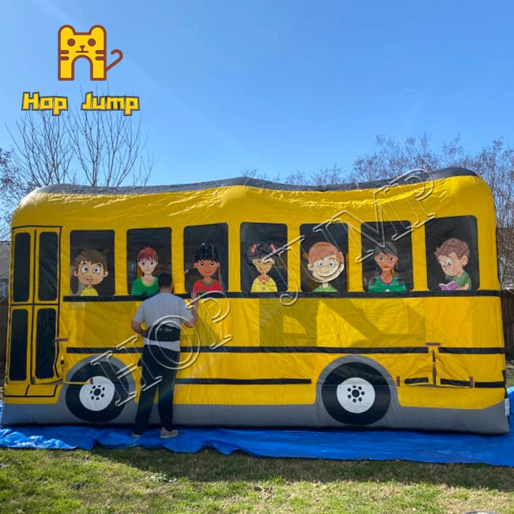 School Bus Mini Combo Inflatable Moon Walk Bouncer With Dry Slide ...
