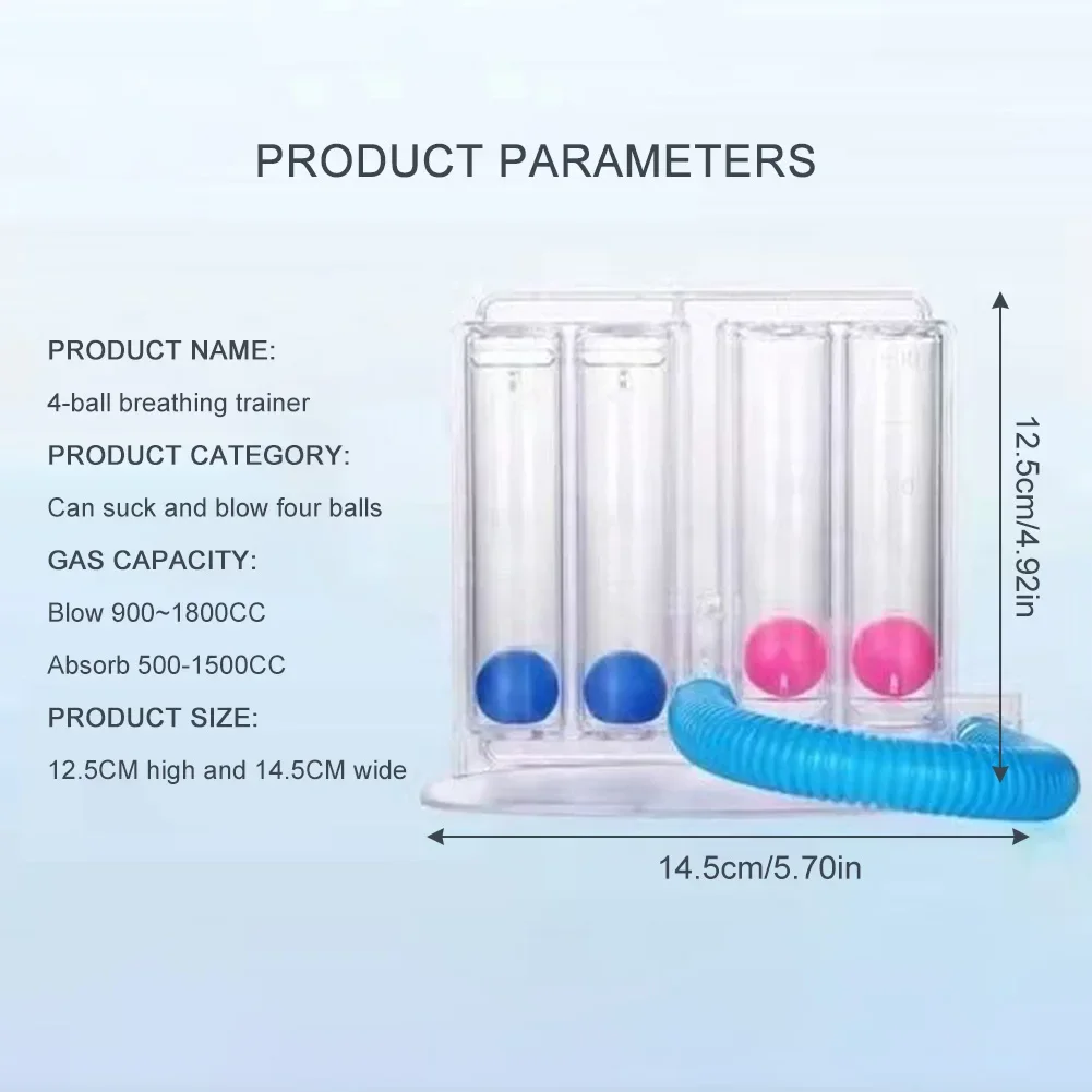 4-ball Lung Deep Breath Trainer Exerciser Respiratory Spirometry System ...
